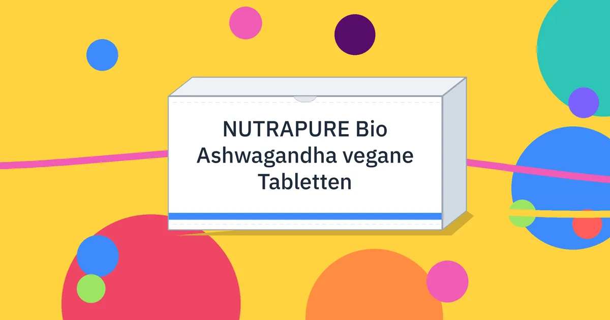 Symbolbild: Packung mit der Aufschrift NUTRAPURE Bio Ashwagandha vegane Tabletten (PZN 20118548) – Verfügbarkeit und Bezug in Apotheken in Frankfurt am Main