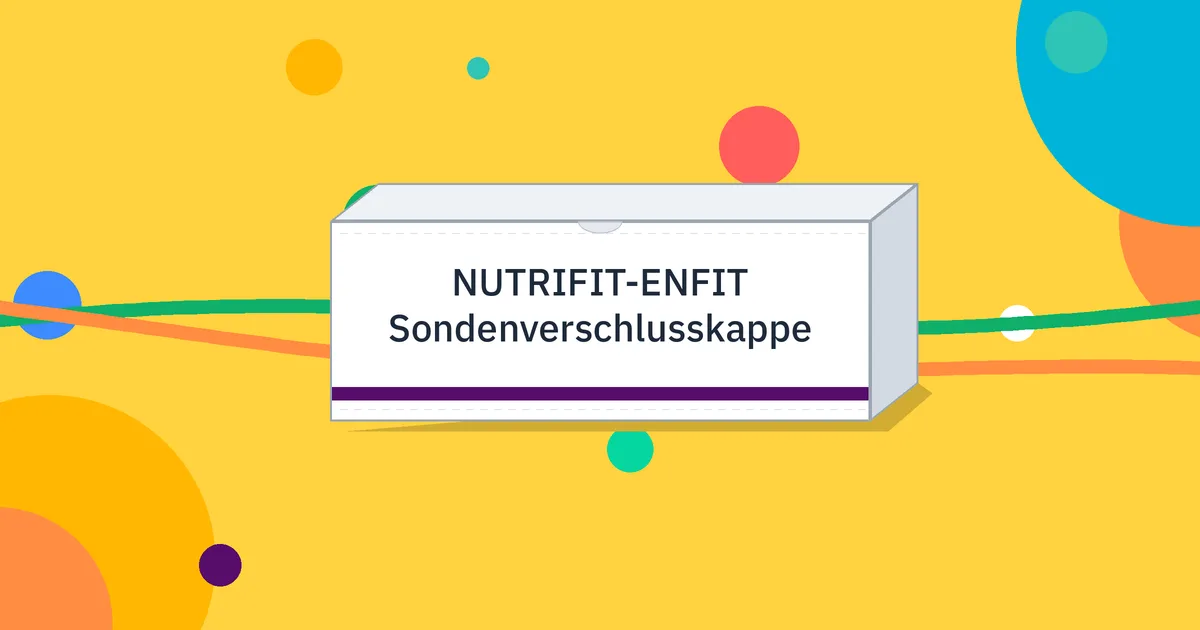 Symbolbild: Packung mit der Aufschrift NUTRIFIT-ENFIT Sondenverschlusskappe (PZN 17863277) – Verfügbarkeit und Bezug in Apotheken in Frankfurt am Main