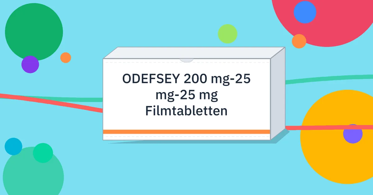 Symbolbild: Packung mit der Aufschrift ODEFSEY 200 mg-25 mg-25 mg Filmtabletten (PZN 12727925) – Verfügbarkeit und Bezug in Apotheken in Frankfurt am Main