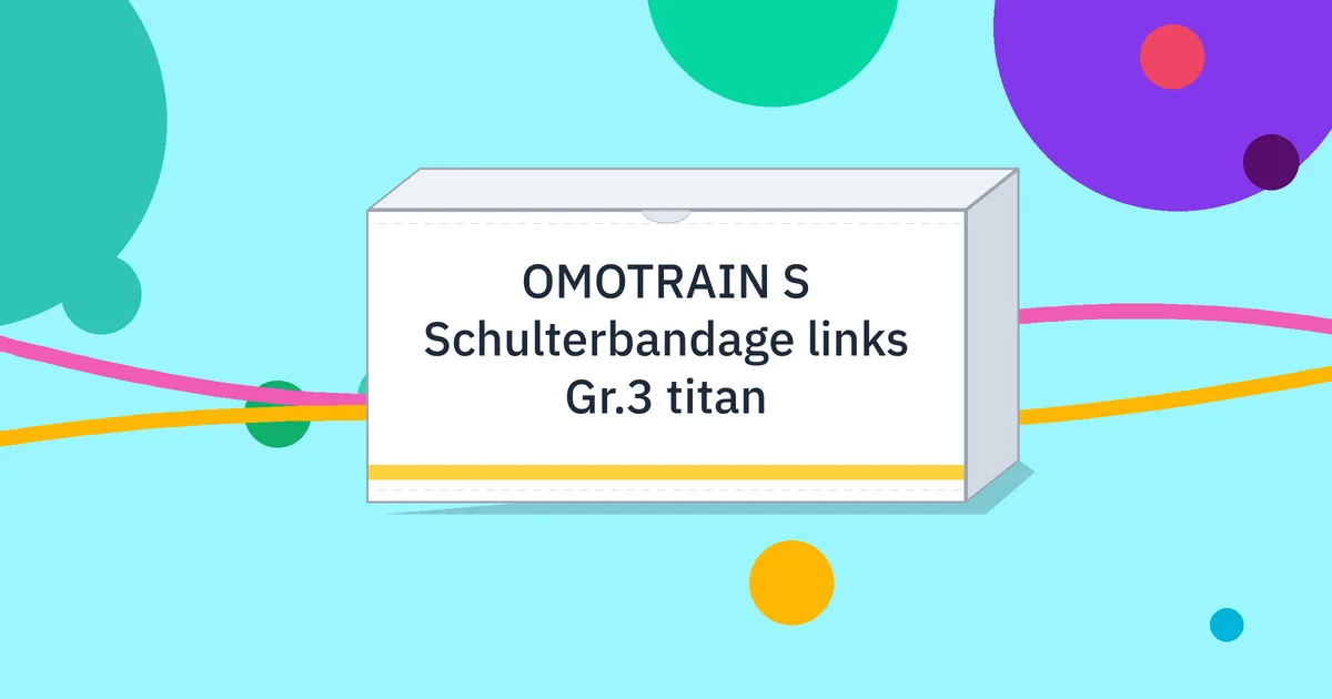 Symbolbild: Packung mit der Aufschrift OMOTRAIN S Schulterbandage links Gr.3 titan (PZN 01865498) – Verfügbarkeit und Bezug in Apotheken in Frankfurt am Main