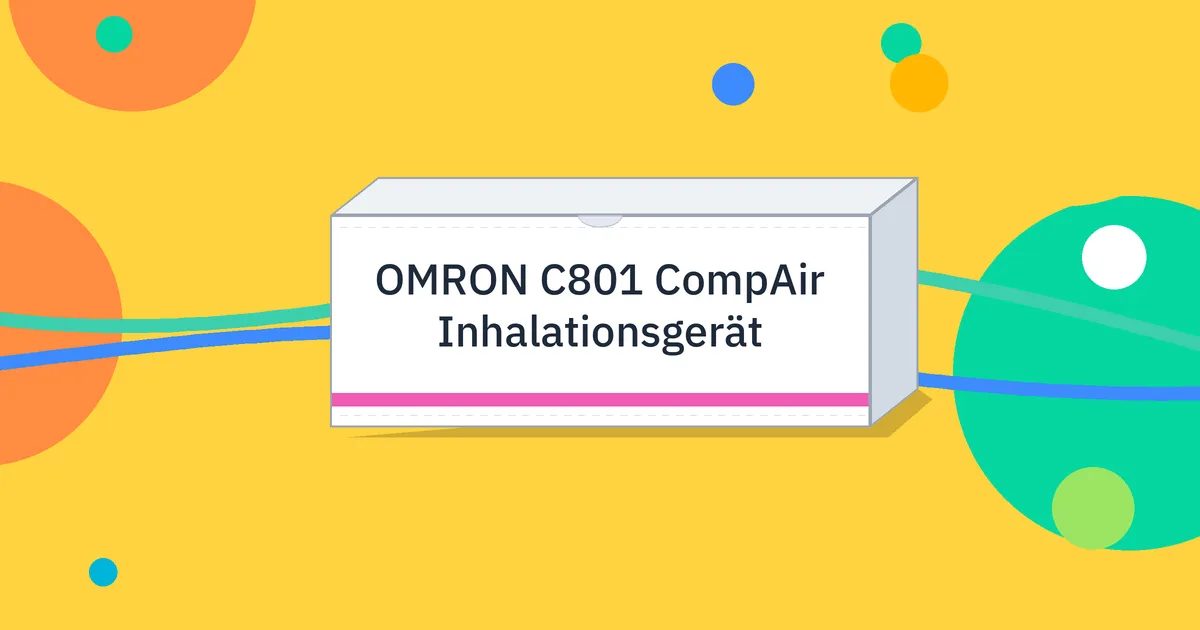 Symbolbild: Packung mit der Aufschrift OMRON C801 CompAir Inhalationsgerät (PZN 06835102) – Verfügbarkeit und Bezug in Apotheken in Frankfurt am Main
