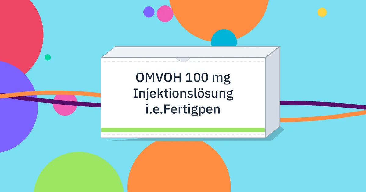 Symbolbild: Packung mit der Aufschrift OMVOH 100 mg Injektionslösung i.e.Fertigpen (PZN 18673478) – Verfügbarkeit und Bezug in Apotheken in Frankfurt am Main