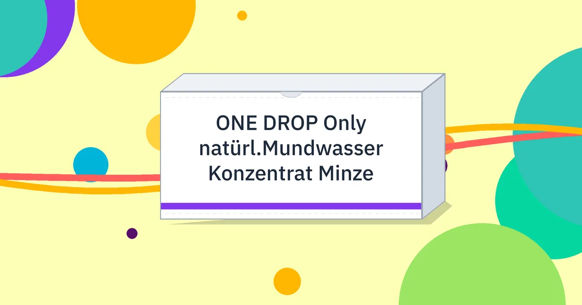 Symbolbild: Packung mit der Aufschrift ONE DROP Only natürl.Mundwasser Konzentrat Minze (PZN 20848407) – Verfügbarkeit und Bezug in Apotheken in Frankfurt am Main