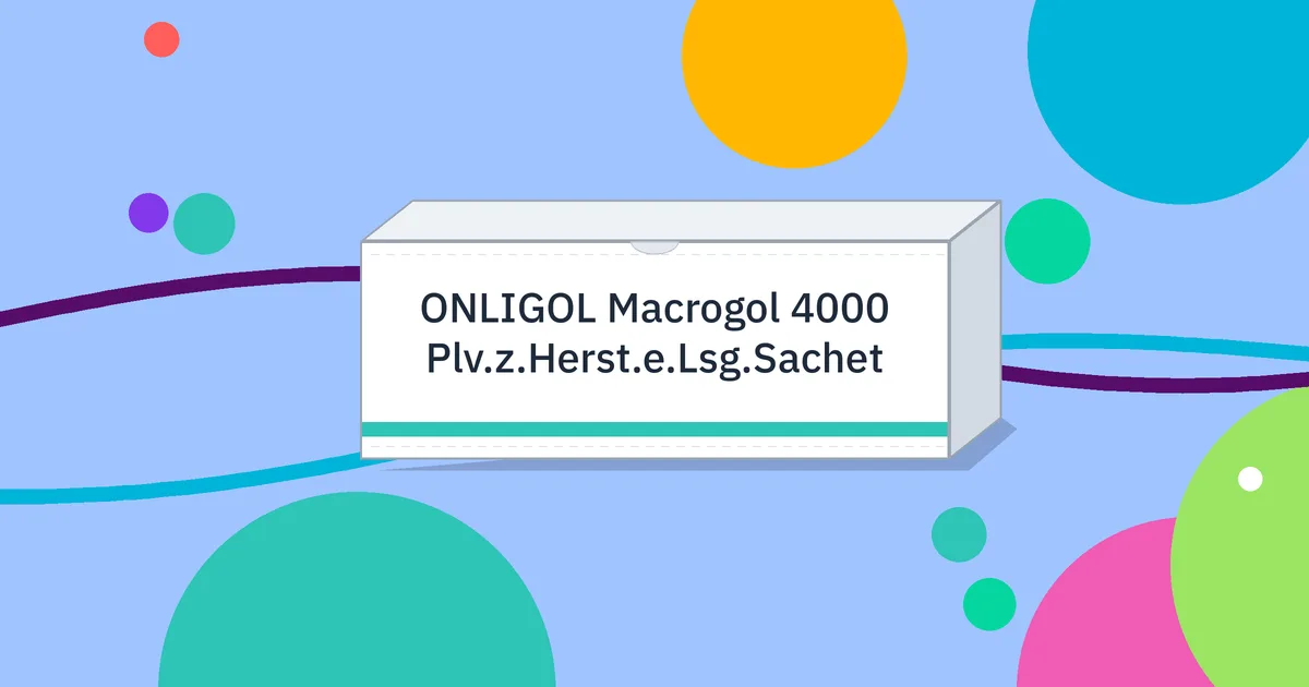 Symbolbild: Packung mit der Aufschrift ONLIGOL Macrogol 4000 Plv.z.Herst.e.Lsg.Sachet (PZN 19388320) – Verfügbarkeit und Bezug in Apotheken in Frankfurt am Main