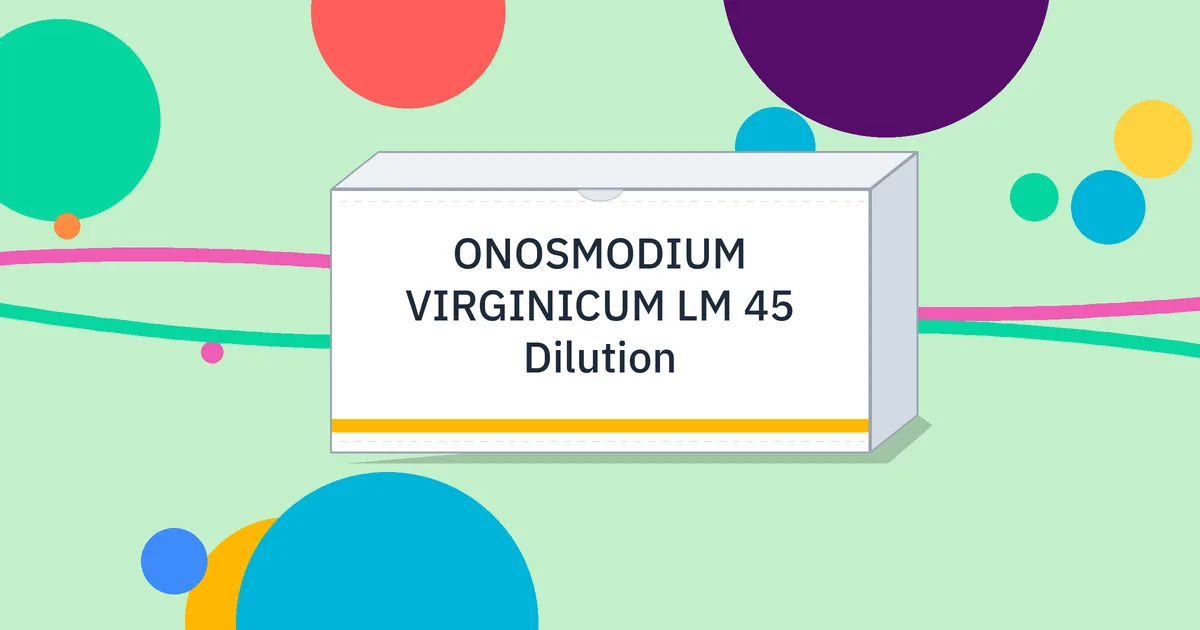 Symbolbild: Packung mit der Aufschrift ONOSMODIUM VIRGINICUM LM 45 Dilution (PZN 13626876) – Verfügbarkeit und Bezug in Apotheken in Frankfurt am Main