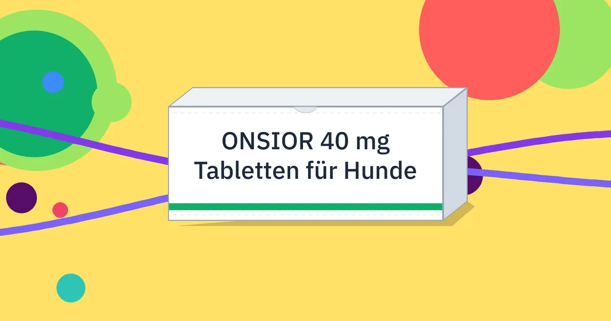 Symbolbild: Packung mit der Aufschrift ONSIOR 40 mg Tabletten für Hunde (PZN 09717679) – Verfügbarkeit und Bezug in Apotheken in Frankfurt am Main