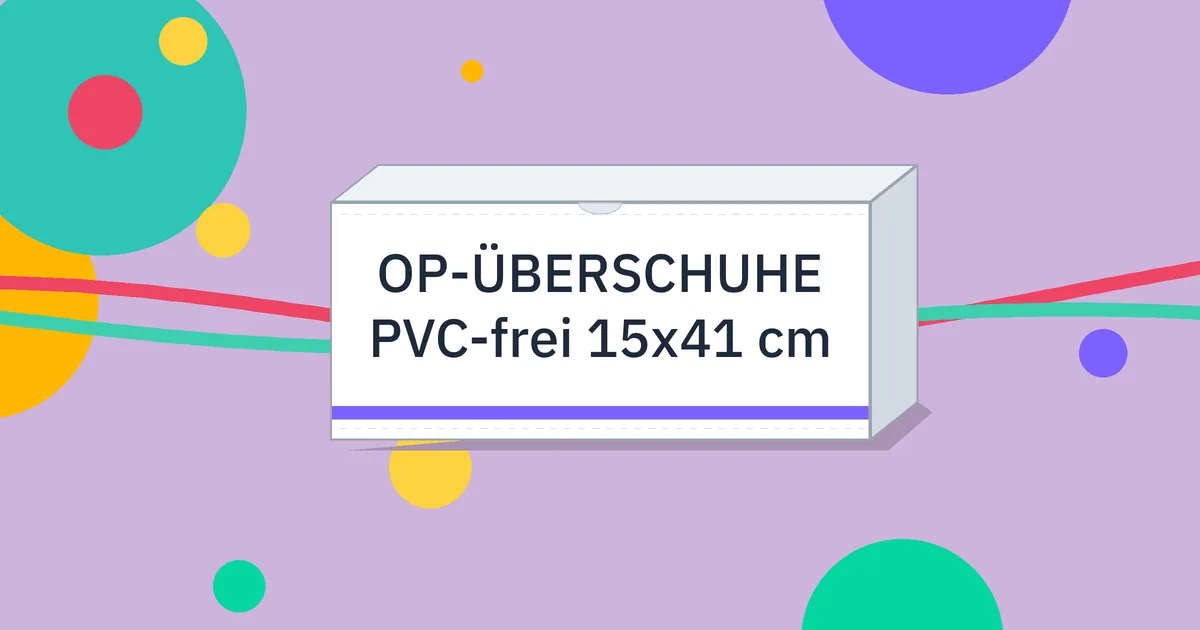 Symbolbild: Packung mit der Aufschrift OP-ÜBERSCHUHE PVC-frei 15x41 cm (PZN 17307464) – Verfügbarkeit und Bezug in Apotheken in Frankfurt am Main