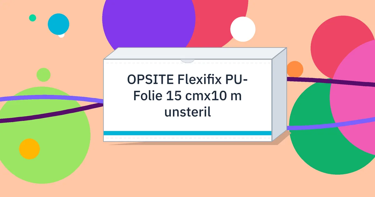 Symbolbild: Packung mit der Aufschrift OPSITE Flexifix PU-Folie 15 cmx10 m unsteril (PZN 17512224) – Verfügbarkeit und Bezug in Apotheken in Frankfurt am Main