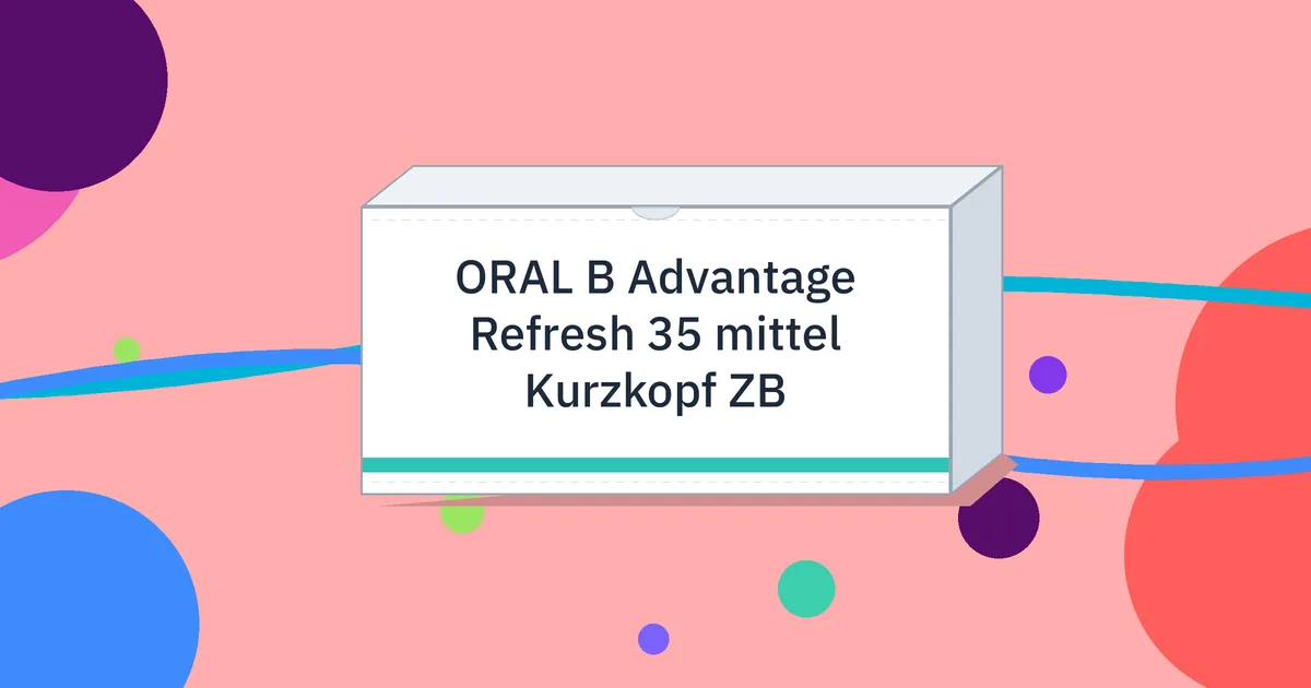 Symbolbild: Packung mit der Aufschrift ORAL B Advantage Refresh 35 mittel Kurzkopf ZB (PZN 04806941) – Verfügbarkeit und Bezug in Apotheken in Frankfurt am Main