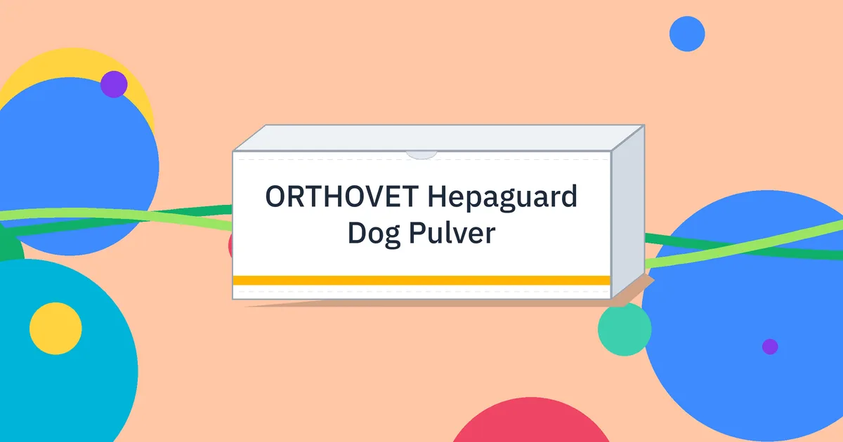 Symbolbild: Packung mit der Aufschrift ORTHOVET Hepaguard Dog Pulver (PZN 14320228) – Verfügbarkeit und Bezug in Apotheken in Frankfurt am Main