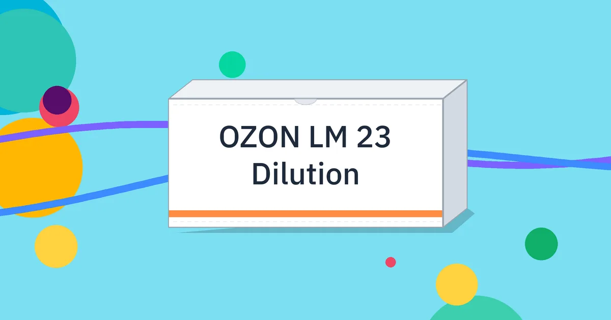 Symbolbild: Packung mit der Aufschrift OZON LM 23 Dilution (PZN 12974598) – Verfügbarkeit und Bezug in Apotheken in Frankfurt am Main