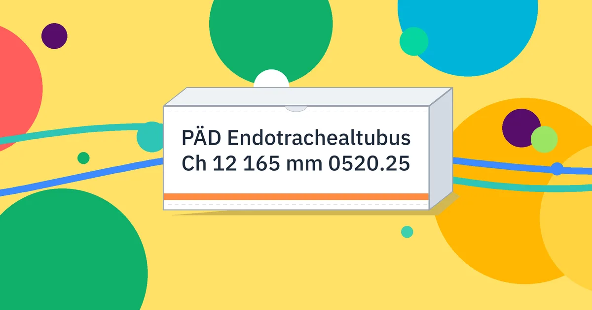 Symbolbild: Packung mit der Aufschrift PÄD Endotrachealtubus Ch 12 165 mm 0520.25 (PZN 00910481) – Verfügbarkeit und Bezug in Apotheken in Frankfurt am Main