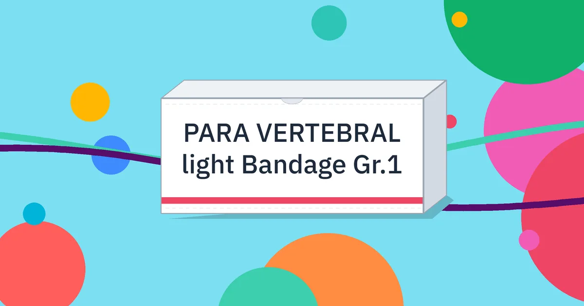 Symbolbild: Packung mit der Aufschrift PARA VERTEBRAL light Bandage Gr.1 (PZN 06990972) – Verfügbarkeit und Bezug in Apotheken in Frankfurt am Main