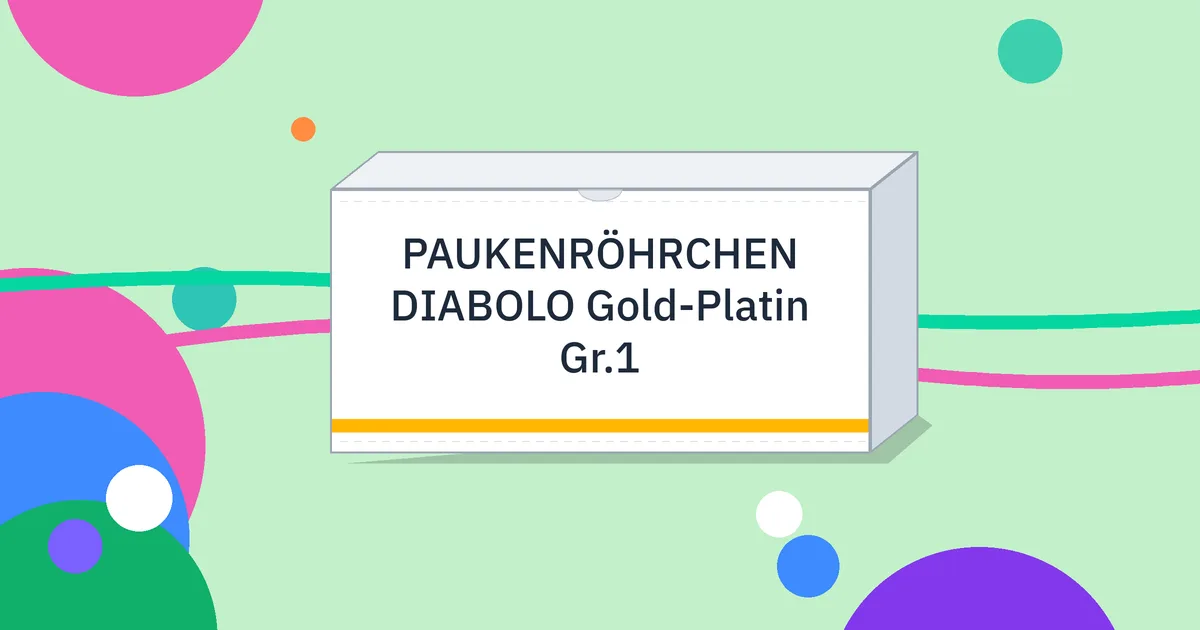 Symbolbild: Packung mit der Aufschrift PAUKENRÖHRCHEN DIABOLO Gold-Platin Gr.1 (PZN 09652951) – Verfügbarkeit und Bezug in Apotheken in Frankfurt am Main