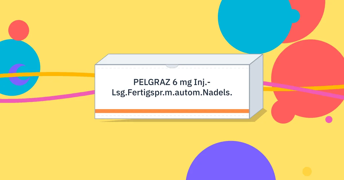 Symbolbild: Packung mit der Aufschrift PELGRAZ 6 mg Inj.-Lsg.Fertigspr.m.autom.Nadels. (PZN 18130016) – Verfügbarkeit und Bezug in Apotheken in Frankfurt am Main