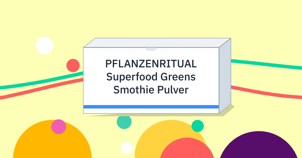 Symbolbild: Packung mit der Aufschrift PFLANZENRITUAL Superfood Greens Smothie Pulver (PZN 19359637) – Verfügbarkeit und Bezug in Apotheken in Frankfurt am Main
