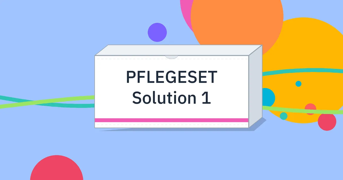 Symbolbild: Packung mit der Aufschrift PFLEGESET Solution 1 (PZN 11129228) – Verfügbarkeit und Bezug in Apotheken in Frankfurt am Main