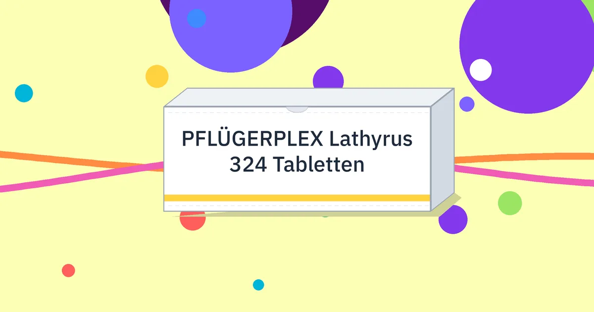 Symbolbild: Packung mit der Aufschrift PFLÜGERPLEX Lathyrus 324 Tabletten (PZN 03424019) – Verfügbarkeit und Bezug in Apotheken in Frankfurt am Main