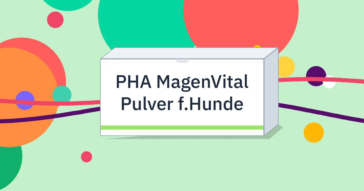 Symbolbild: Packung mit der Aufschrift PHA MagenVital Pulver f.Hunde (PZN 18244642) – Verfügbarkeit und Bezug in Apotheken in Frankfurt am Main
