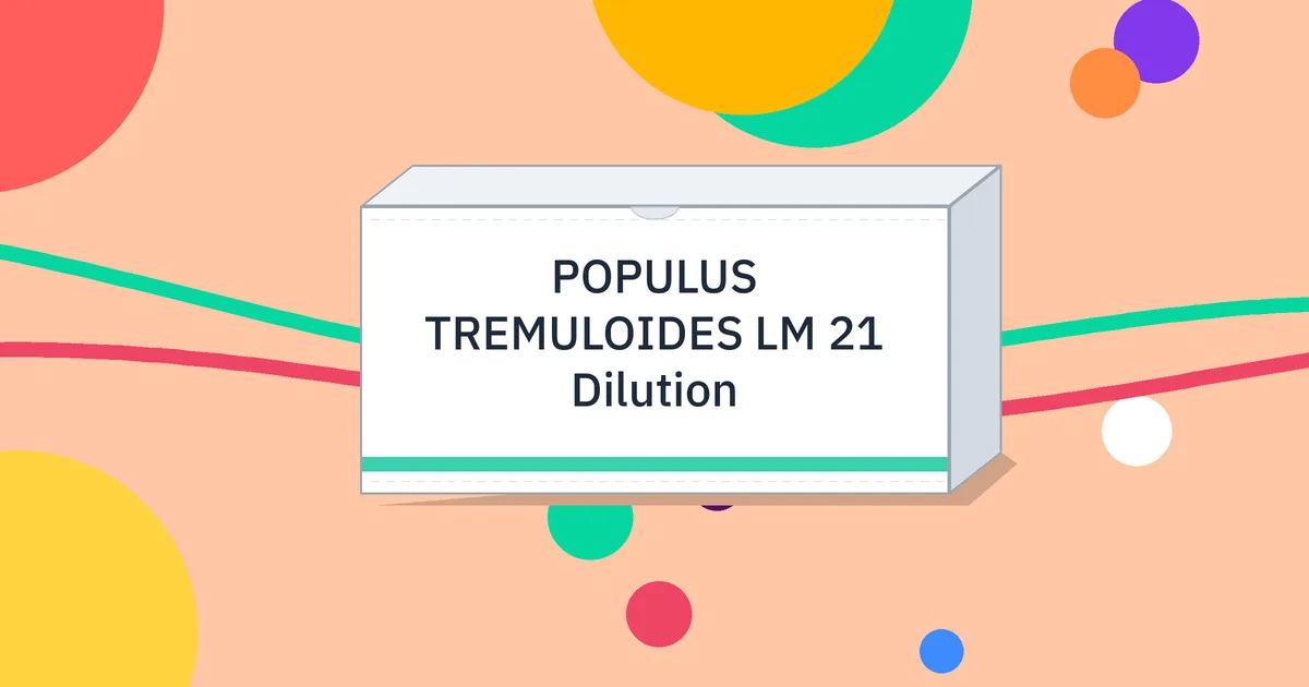 Symbolbild: Packung mit der Aufschrift POPULUS TREMULOIDES LM 21 Dilution (PZN 13664859) – Verfügbarkeit und Bezug in Apotheken in Frankfurt am Main