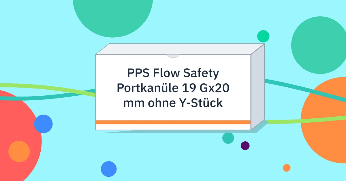 Symbolbild: Packung mit der Aufschrift PPS Flow Safety Portkanüle 19 Gx20 mm ohne Y-Stück (PZN 10073738) – Verfügbarkeit und Bezug in Apotheken in Frankfurt am Main