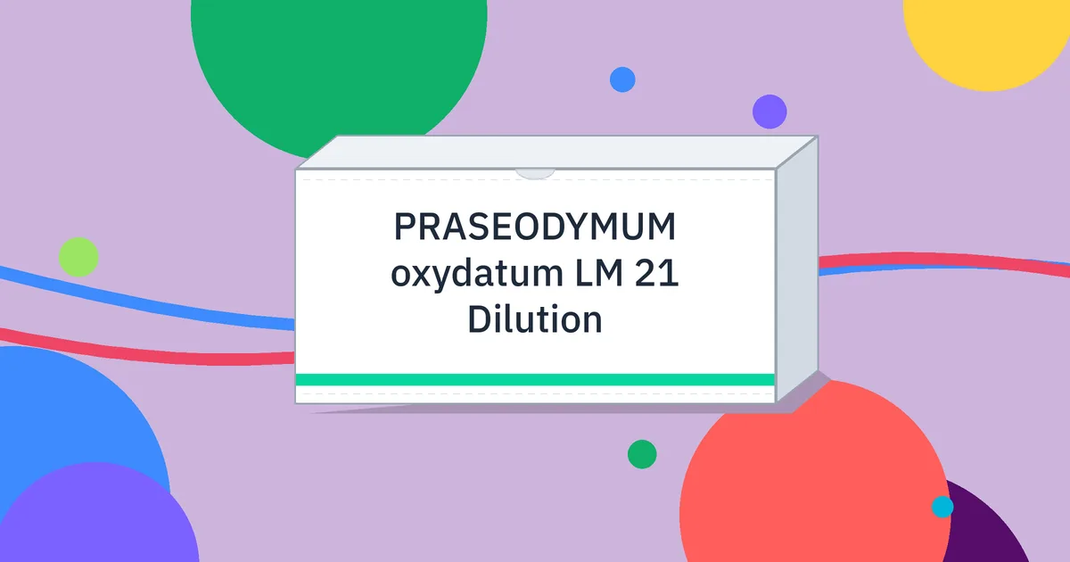 Symbolbild: Packung mit der Aufschrift PRASEODYMUM oxydatum LM 21 Dilution (PZN 13666686) – Verfügbarkeit und Bezug in Apotheken in Frankfurt am Main