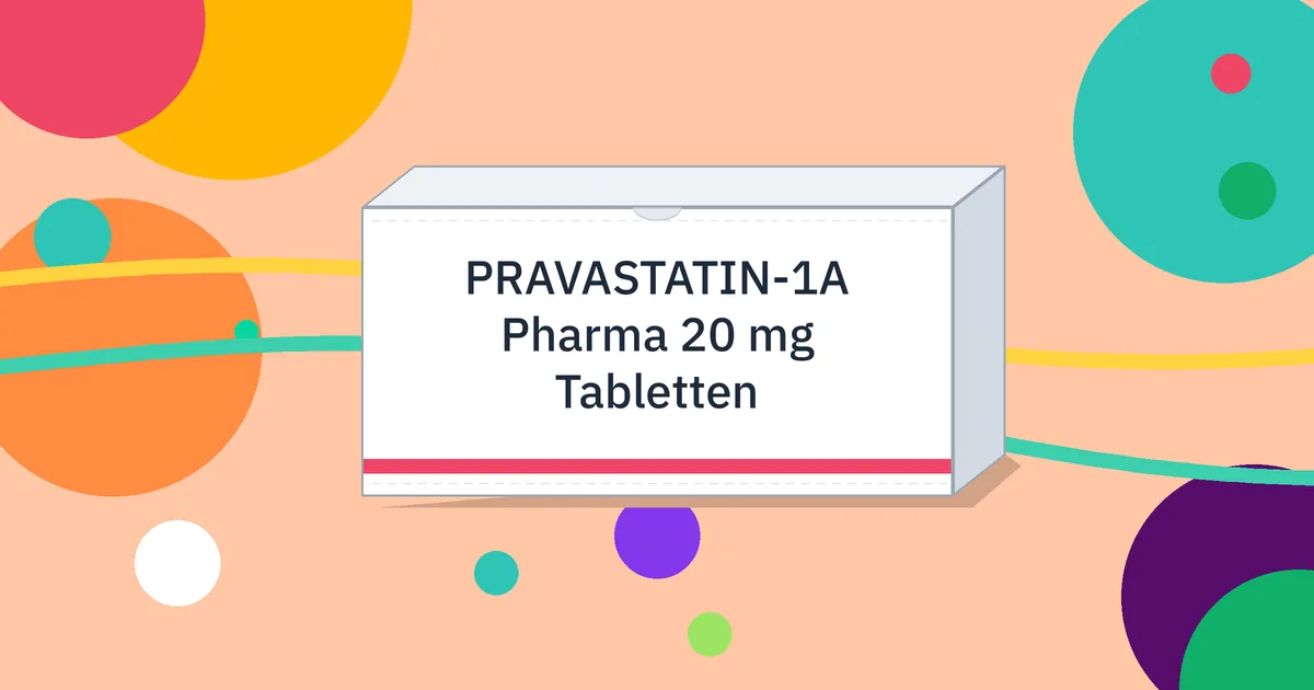 Symbolbild: Packung mit der Aufschrift PRAVASTATIN-1A Pharma 20 mg Tabletten (PZN 03417976) – Verfügbarkeit und Bezug in Apotheken in Frankfurt am Main