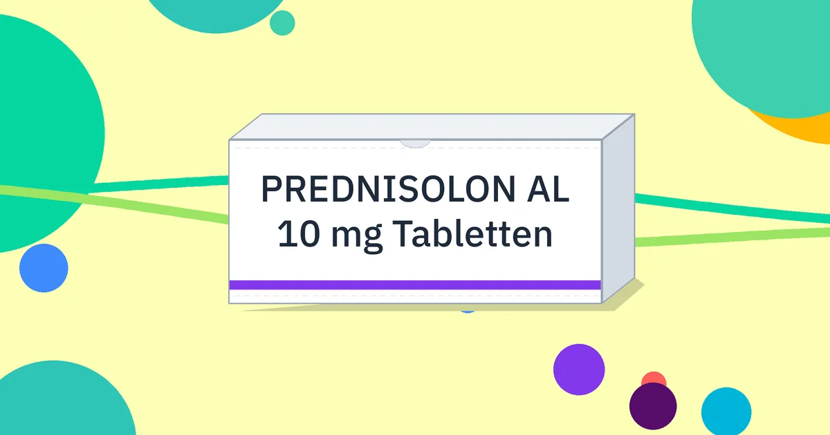 Symbolbild: Packung mit der Aufschrift PREDNISOLON AL 10 mg Tabletten (PZN 04208401) – Verfügbarkeit und Bezug in Apotheken in Frankfurt am Main
