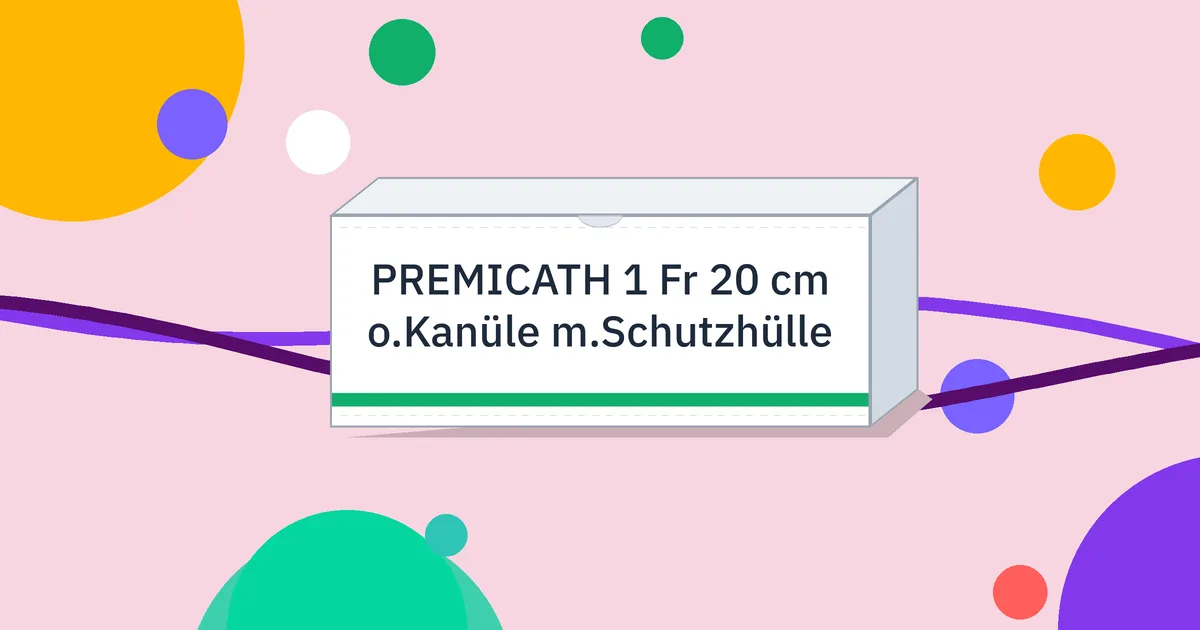 Symbolbild: Packung mit der Aufschrift PREMICATH 1 Fr 20 cm o.Kanüle m.Schutzhülle (PZN 09398228) – Verfügbarkeit und Bezug in Apotheken in Frankfurt am Main