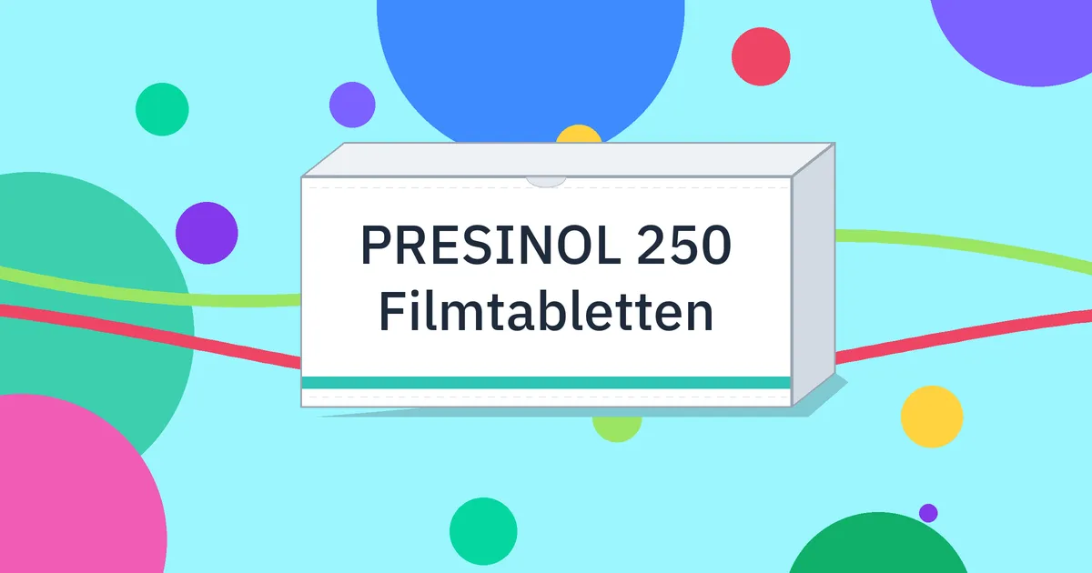 Symbolbild: Packung mit der Aufschrift PRESINOL 250 Filmtabletten (PZN 02039650) – Verfügbarkeit und Bezug in Apotheken in Frankfurt am Main