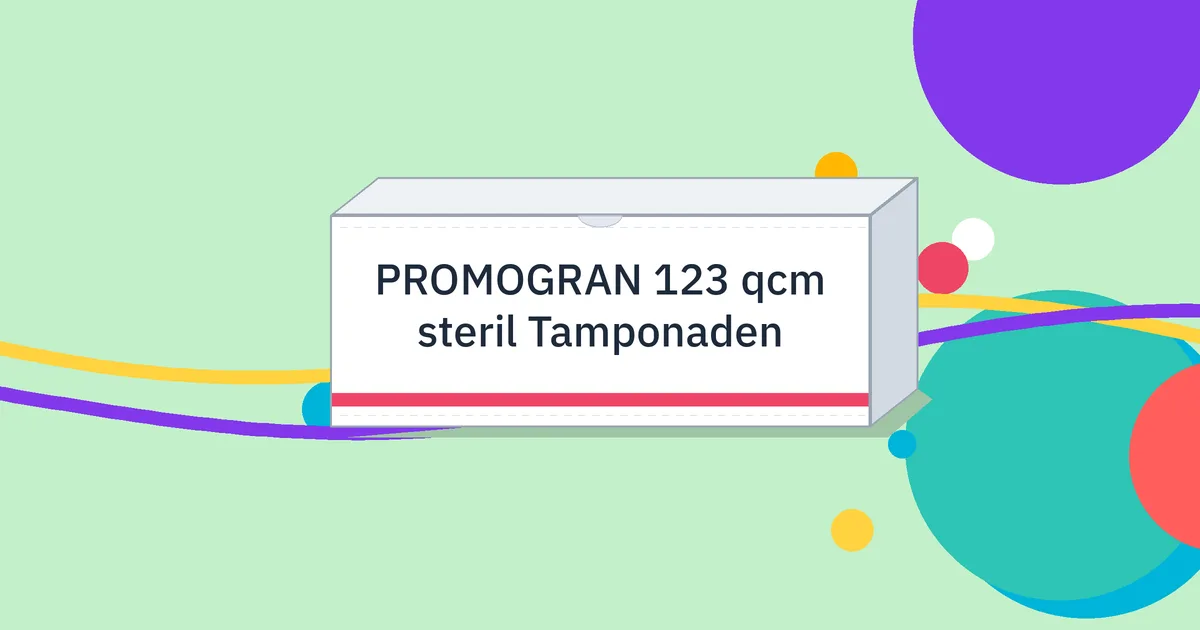 Symbolbild: Packung mit der Aufschrift PROMOGRAN 123 qcm steril Tamponaden (PZN 17880264) – Verfügbarkeit und Bezug in Apotheken in Frankfurt am Main