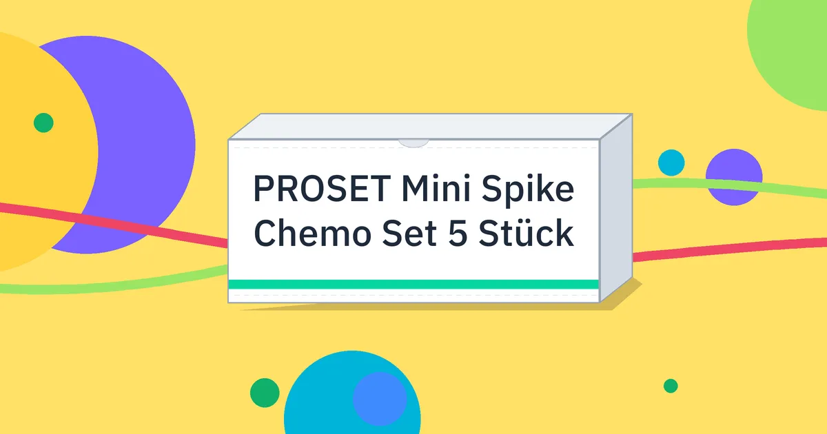 Symbolbild: Packung mit der Aufschrift PROSET Mini Spike Chemo Set 5 Stück (PZN 11110832) – Verfügbarkeit und Bezug in Apotheken in Frankfurt am Main