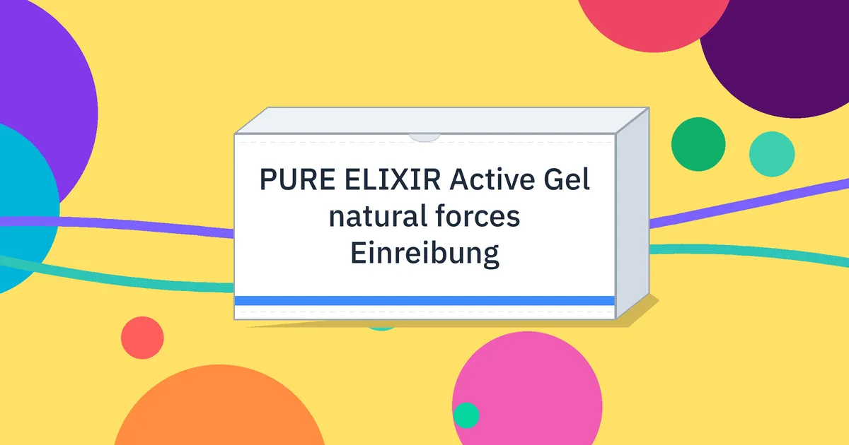 Symbolbild: Packung mit der Aufschrift PURE ELIXIR Active Gel natural forces Einreibung (PZN 10535848) – Verfügbarkeit und Bezug in Apotheken in Frankfurt am Main