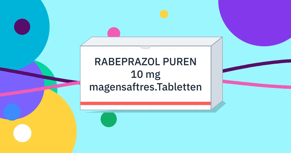 Symbolbild: Packung mit der Aufschrift RABEPRAZOL PUREN 10 mg magensaftres.Tabletten (PZN 11357811) – Verfügbarkeit und Bezug in Apotheken in Frankfurt am Main