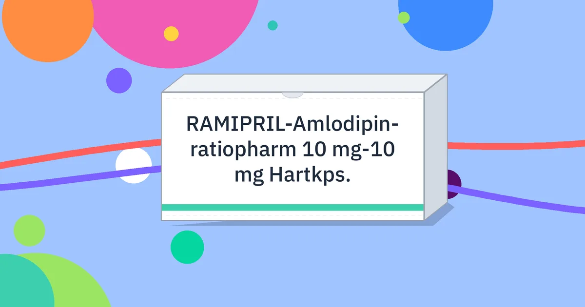 Symbolbild: Packung mit der Aufschrift RAMIPRIL-Amlodipin-ratiopharm 10 mg-10 mg Hartkps. (PZN 13752865) – Verfügbarkeit und Bezug in Apotheken in Frankfurt am Main