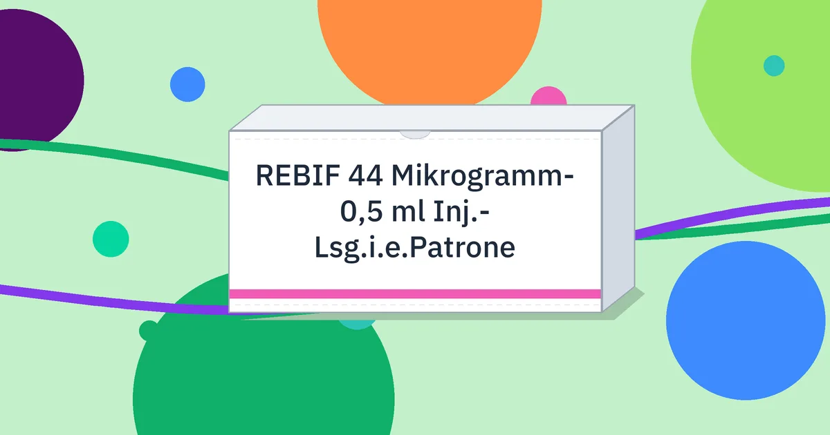 Symbolbild: Packung mit der Aufschrift REBIF 44 Mikrogramm-0,5 ml Inj.-Lsg.i.e.Patrone (PZN 09628131) – Verfügbarkeit und Bezug in Apotheken in Frankfurt am Main