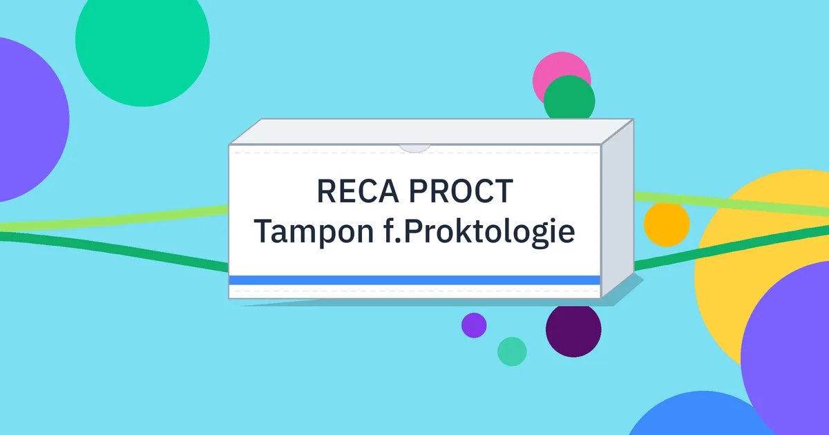 Symbolbild: Packung mit der Aufschrift RECA PROCT Tampon f.Proktologie (PZN 01528772) – Verfügbarkeit und Bezug in Apotheken in Frankfurt am Main