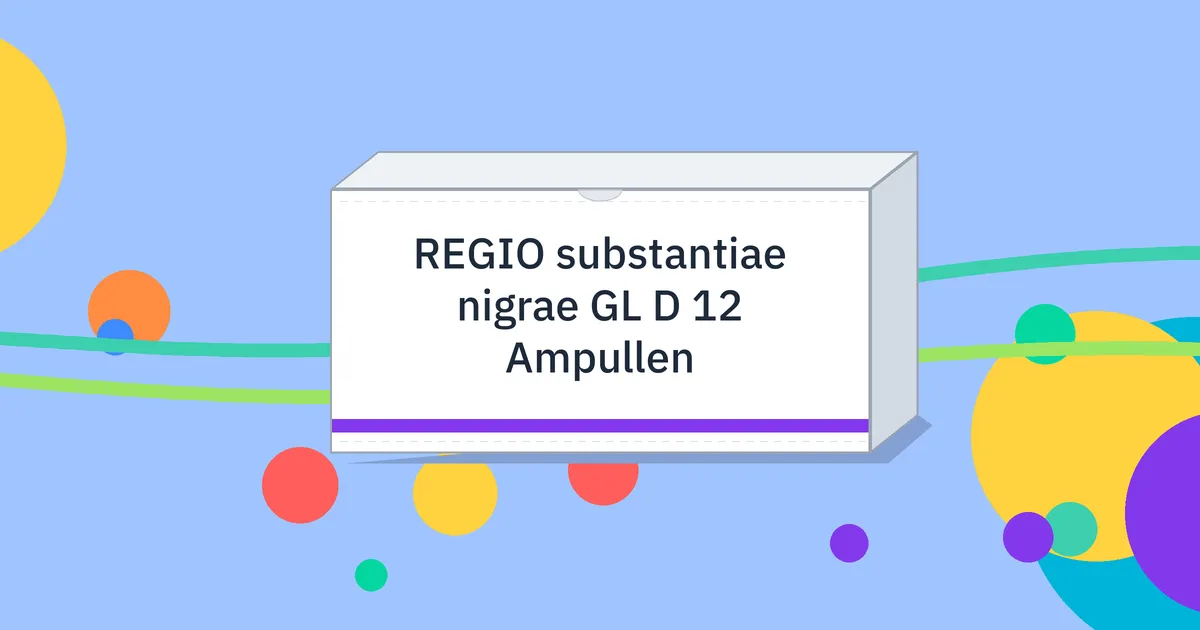 Symbolbild: Packung mit der Aufschrift REGIO substantiae nigrae GL D 12 Ampullen (PZN 04623063) – Verfügbarkeit und Bezug in Apotheken in Frankfurt am Main