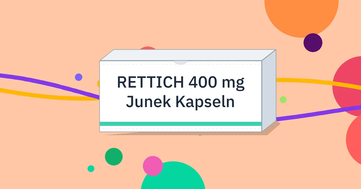 Symbolbild: Packung mit der Aufschrift RETTICH 400 mg Junek Kapseln (PZN 00138945) – Verfügbarkeit und Bezug in Apotheken in Frankfurt am Main