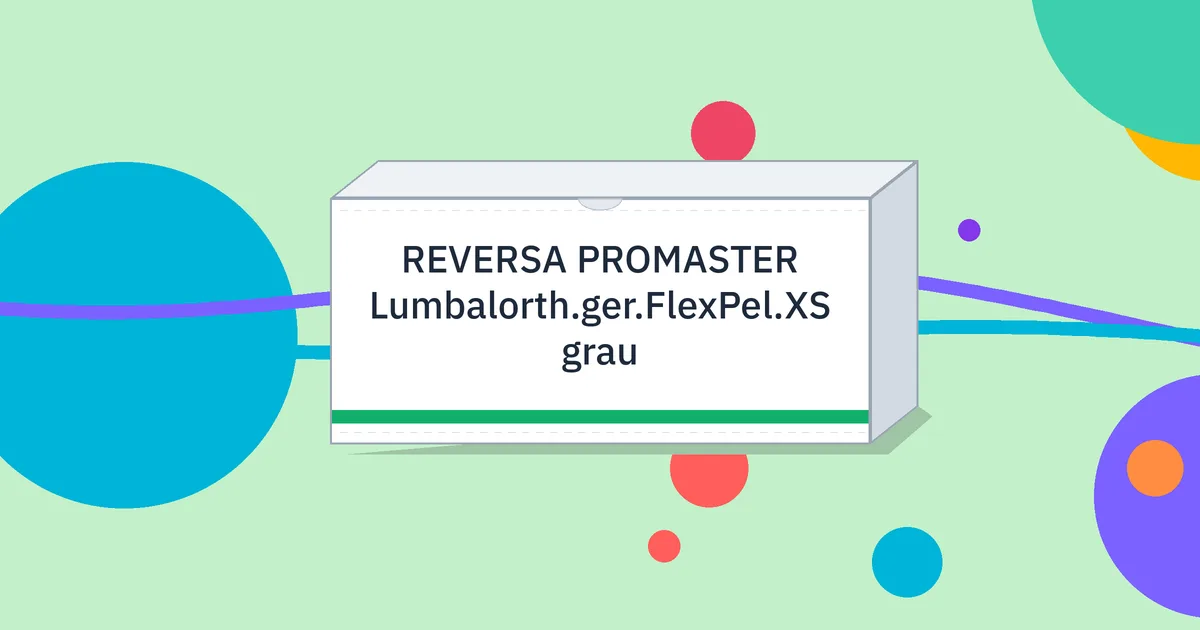 Symbolbild: Packung mit der Aufschrift REVERSA PROMASTER Lumbalorth.ger.FlexPel.XS grau (PZN 10927784) – Verfügbarkeit und Bezug in Apotheken in Frankfurt am Main