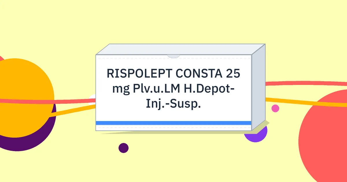 Symbolbild: Packung mit der Aufschrift RISPOLEPT CONSTA 25 mg Plv.u.LM H.Depot-Inj.-Susp. (PZN 11361209) – Verfügbarkeit und Bezug in Apotheken in Frankfurt am Main