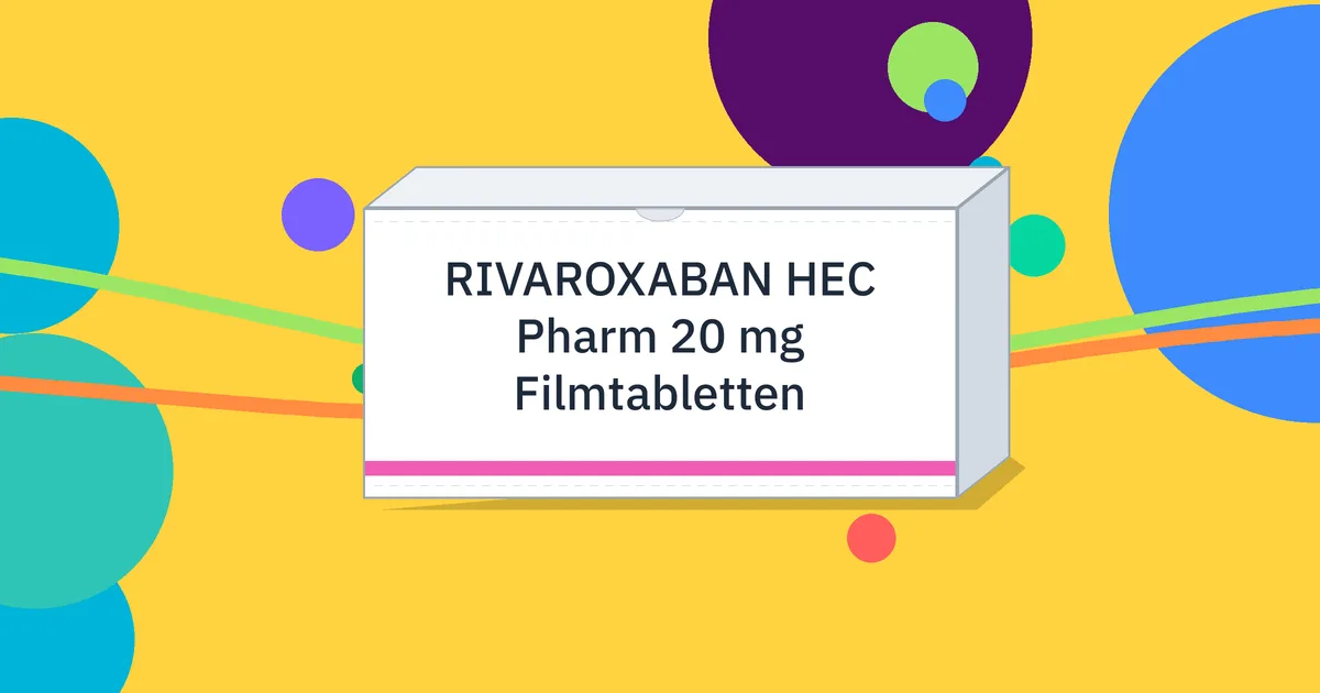 Symbolbild: Packung mit der Aufschrift RIVAROXABAN HEC Pharm 20 mg Filmtabletten (PZN 20183712) – Verfügbarkeit und Bezug in Apotheken in Frankfurt am Main