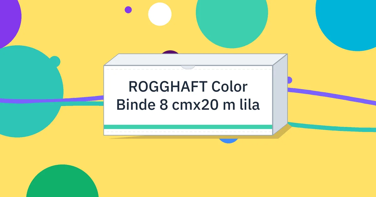 Symbolbild: Packung mit der Aufschrift ROGGHAFT Color Binde 8 cmx20 m lila (PZN 08419678) – Verfügbarkeit und Bezug in Apotheken in Frankfurt am Main