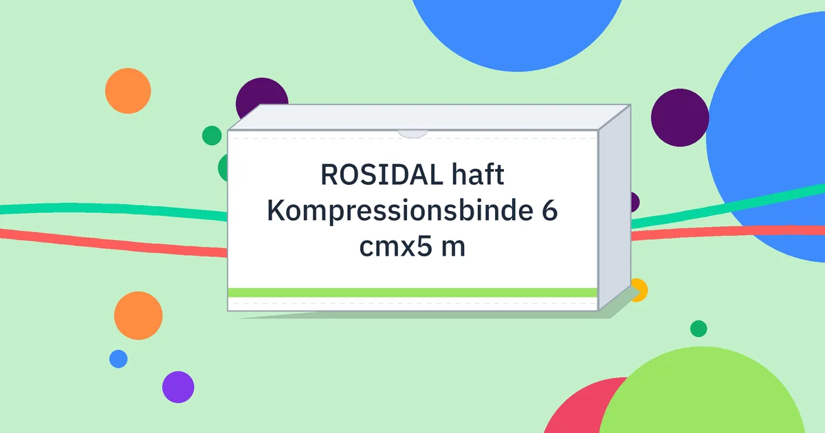 Symbolbild: Packung mit der Aufschrift ROSIDAL haft Kompressionsbinde 6 cmx5 m (PZN 10111462) – Verfügbarkeit und Bezug in Apotheken in Frankfurt am Main