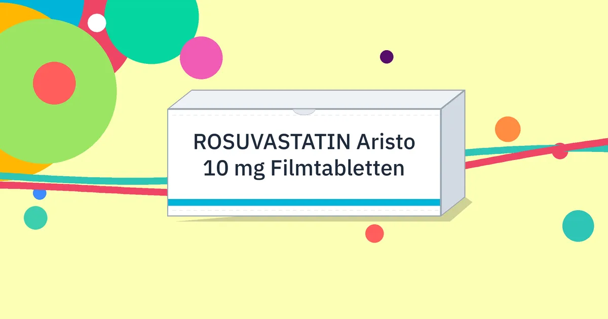 Symbolbild: Packung mit der Aufschrift ROSUVASTATIN Aristo 10 mg Filmtabletten (PZN 13588590) – Verfügbarkeit und Bezug in Apotheken in Frankfurt am Main