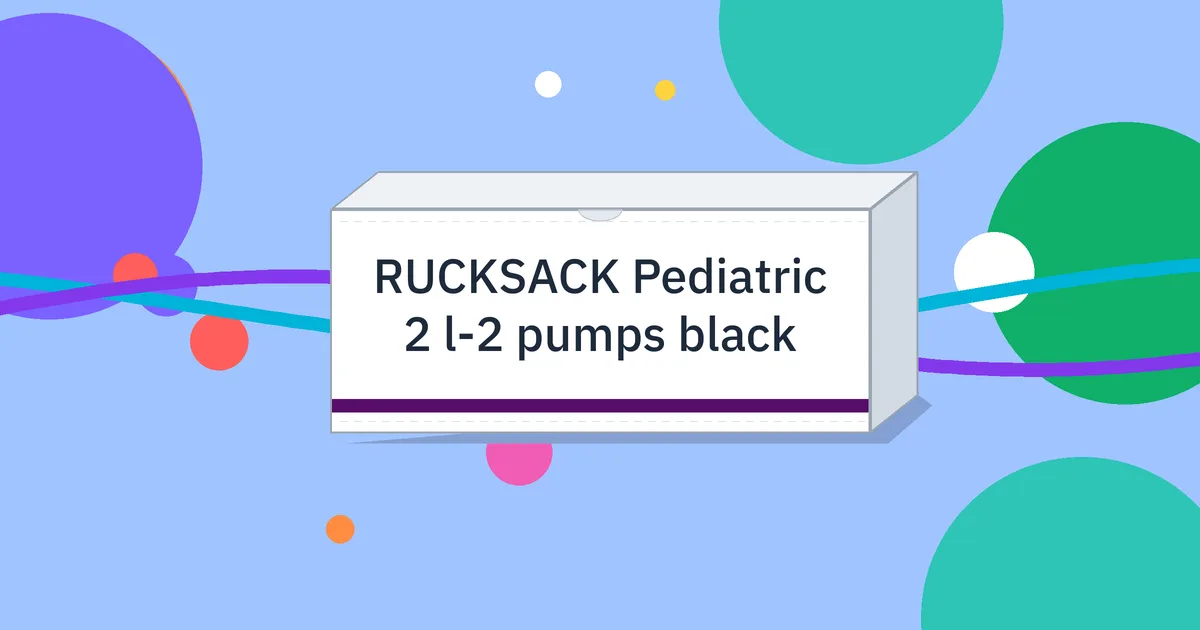 Symbolbild: Packung mit der Aufschrift RUCKSACK Pediatric 2 l-2 pumps black (PZN 16244595) – Verfügbarkeit und Bezug in Apotheken in Frankfurt am Main