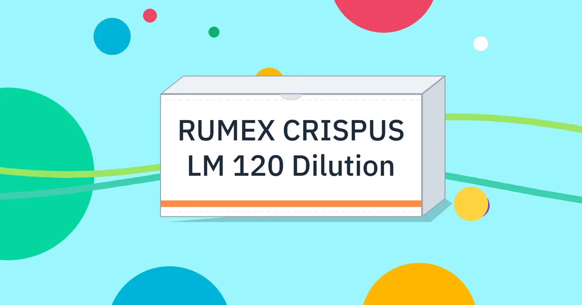 Symbolbild: Packung mit der Aufschrift RUMEX CRISPUS LM 120 Dilution (PZN 13173110) – Verfügbarkeit und Bezug in Apotheken in Frankfurt am Main