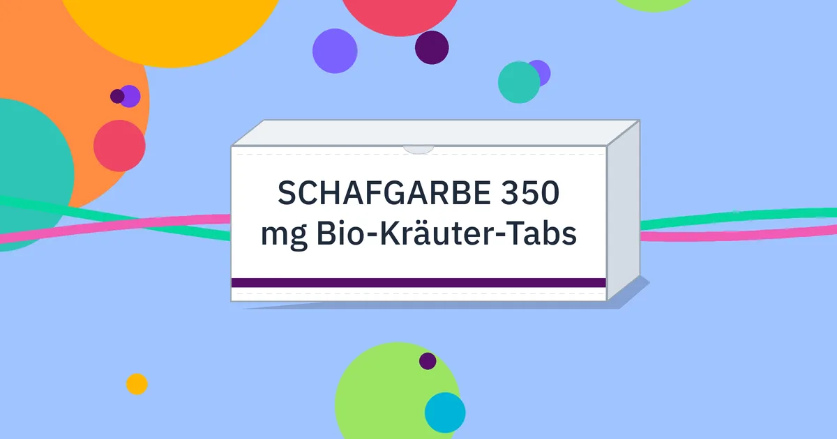 Symbolbild: Packung mit der Aufschrift SCHAFGARBE 350 mg Bio-Kräuter-Tabs (PZN 18093953) – Verfügbarkeit und Bezug in Apotheken in Frankfurt am Main