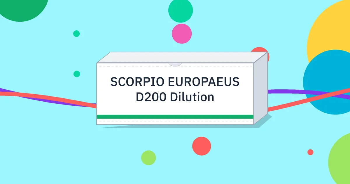 Symbolbild: Packung mit der Aufschrift SCORPIO EUROPAEUS D200 Dilution (PZN 00001956) – Verfügbarkeit und Bezug in Apotheken in Frankfurt am Main