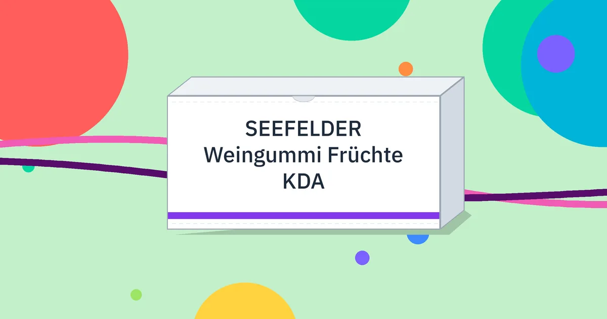 Symbolbild: Packung mit der Aufschrift SEEFELDER Weingummi Früchte KDA (PZN 18823104) – Verfügbarkeit und Bezug in Apotheken in Frankfurt am Main